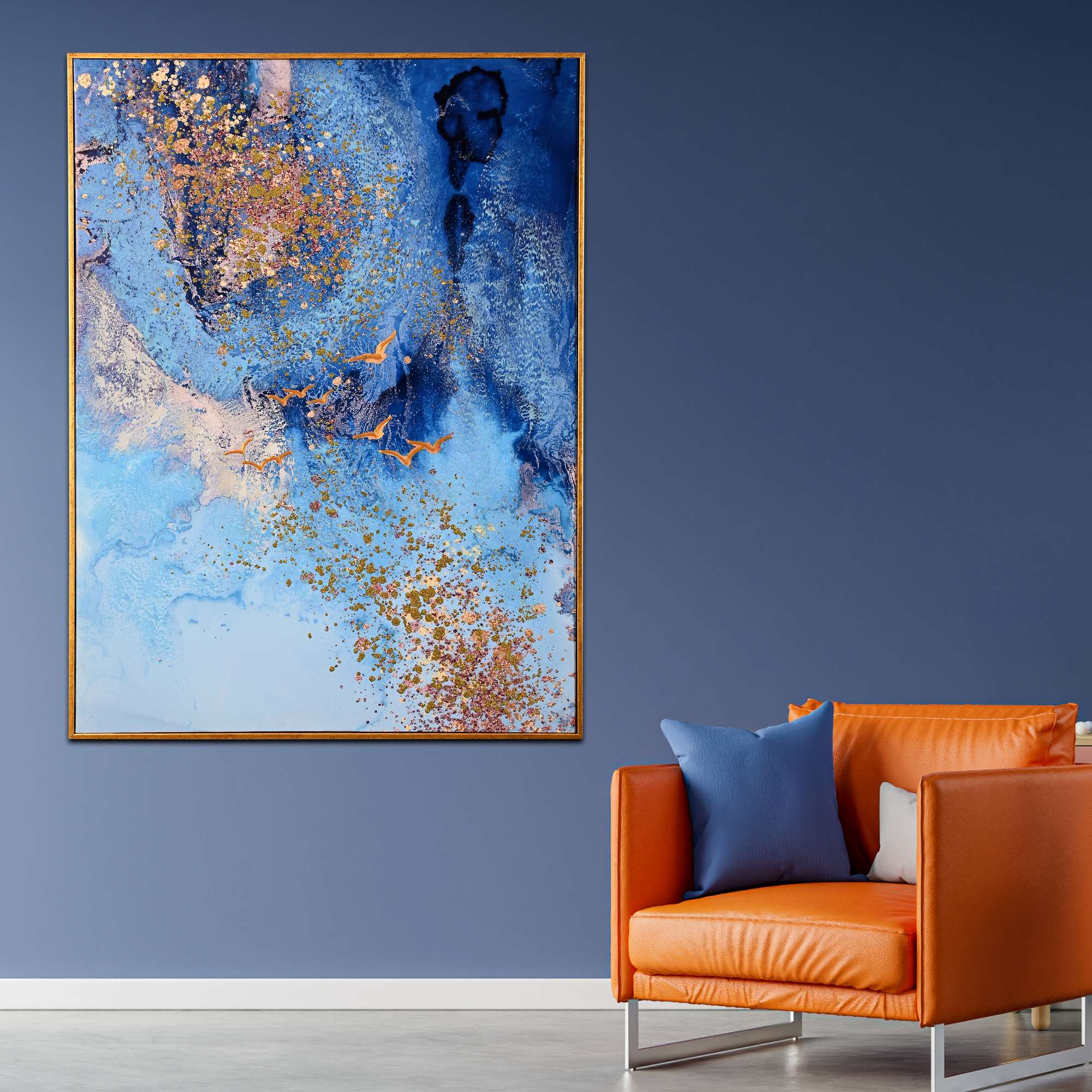 Momentum of the Ocean Abstract Hand Painted Wall Painting with Floatin ...